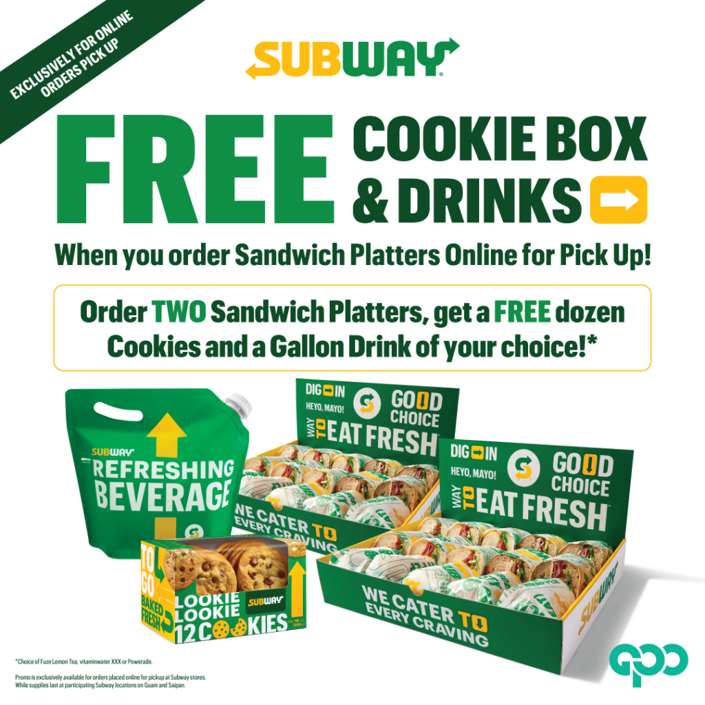 Subway: FREE Gallon Drink and a Box of Subway Cookies - GPO Guam